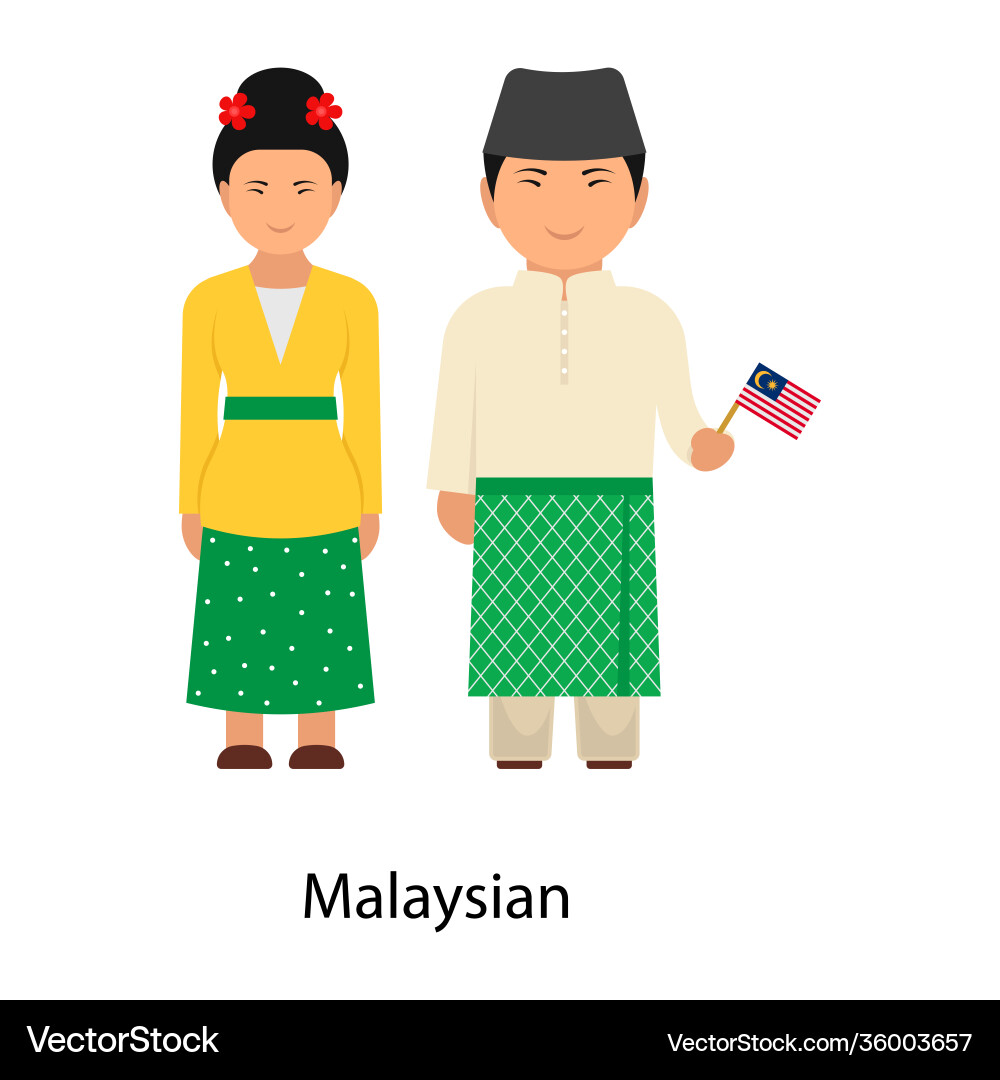 Malaysian dress Royalty Free Vector Image - VectorStock