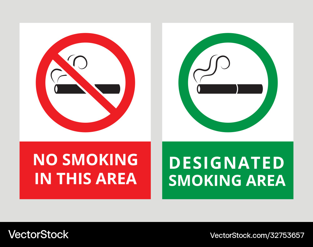 No smoking and designated area banners Royalty Free Vector