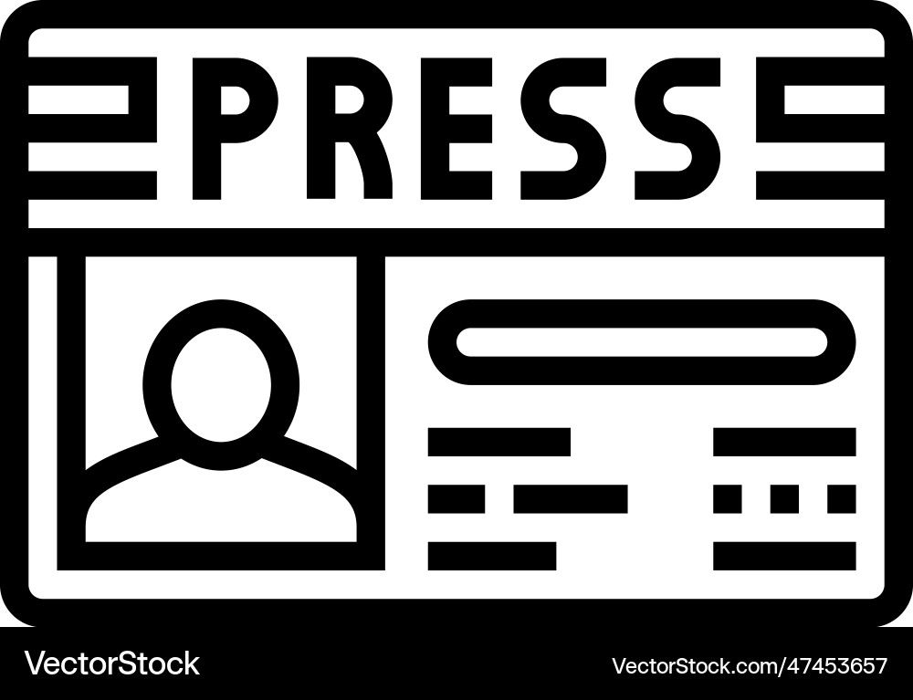 Press pass news media line icon Royalty Free Vector Image
