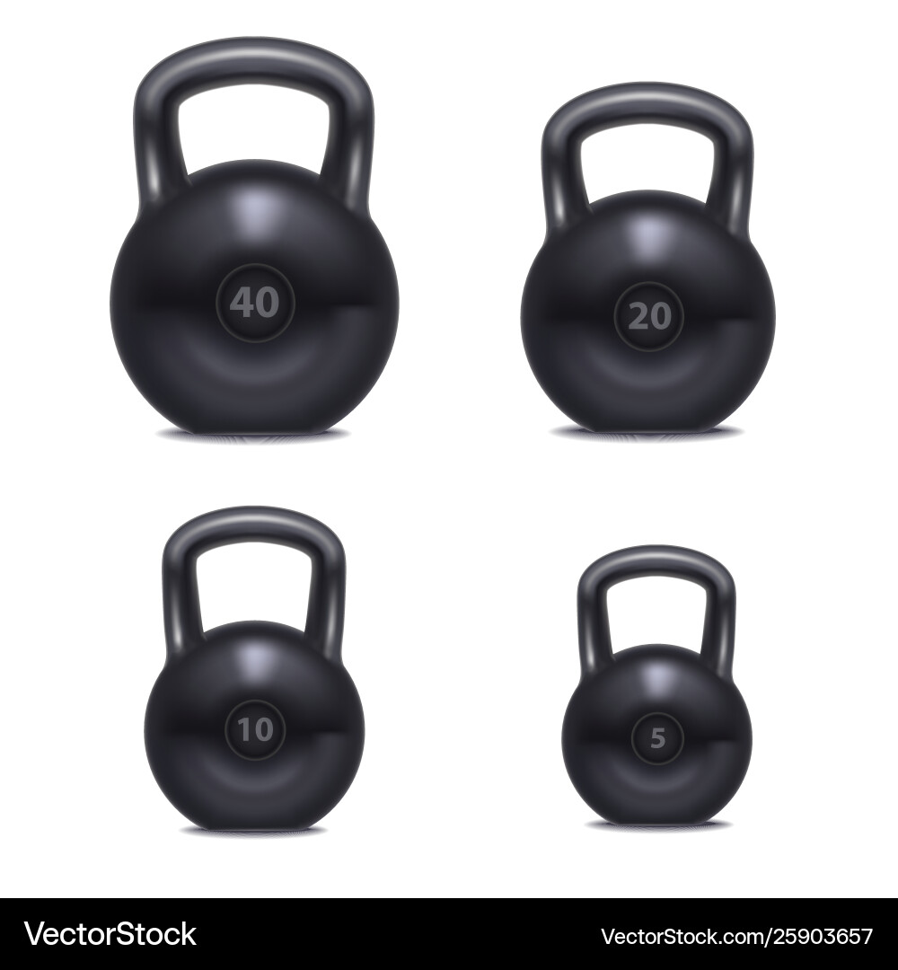 Realistic 3d detailed gym kettlebell set Vector Image