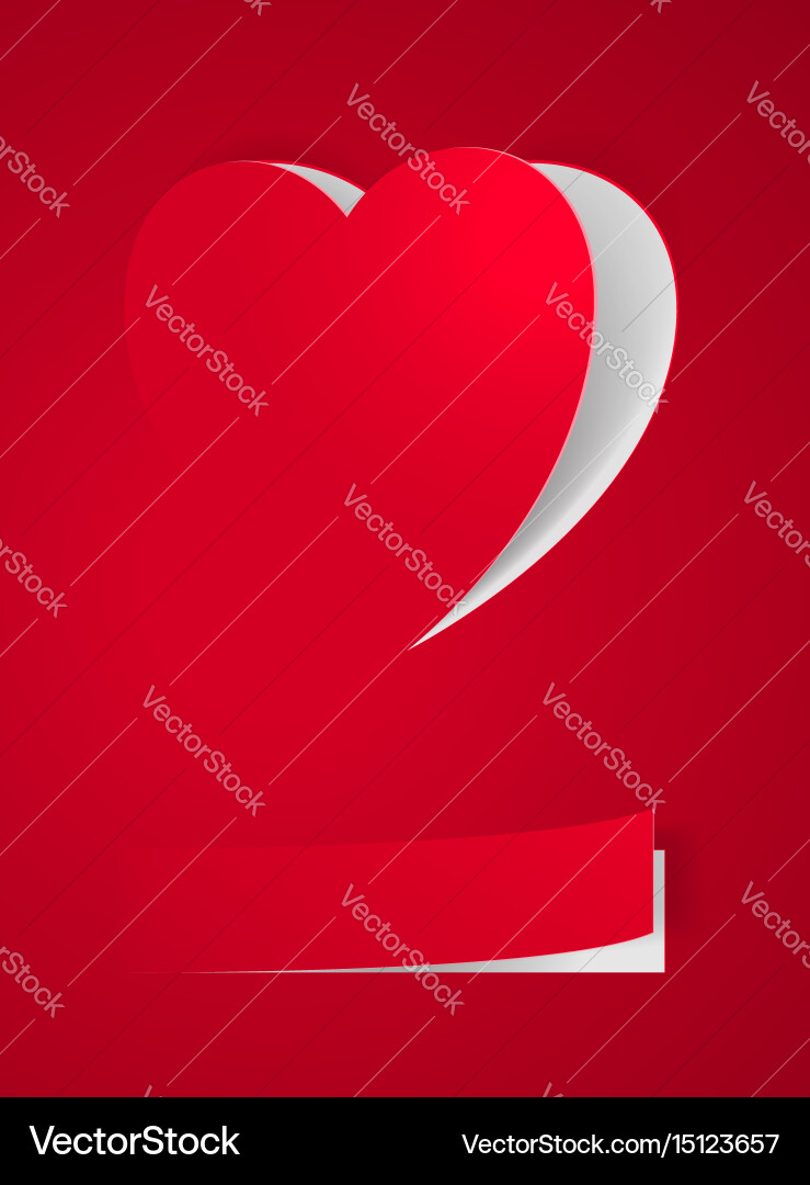 Red heart card on for design Royalty Free Vector Image