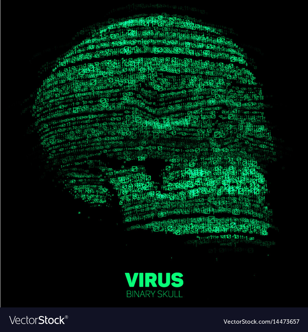 Skull constructed with green binary code Vector Image Skull constructed with green binary code Vector Image