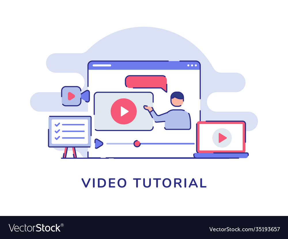 Video tutorial concept man presentation Royalty Free Vector