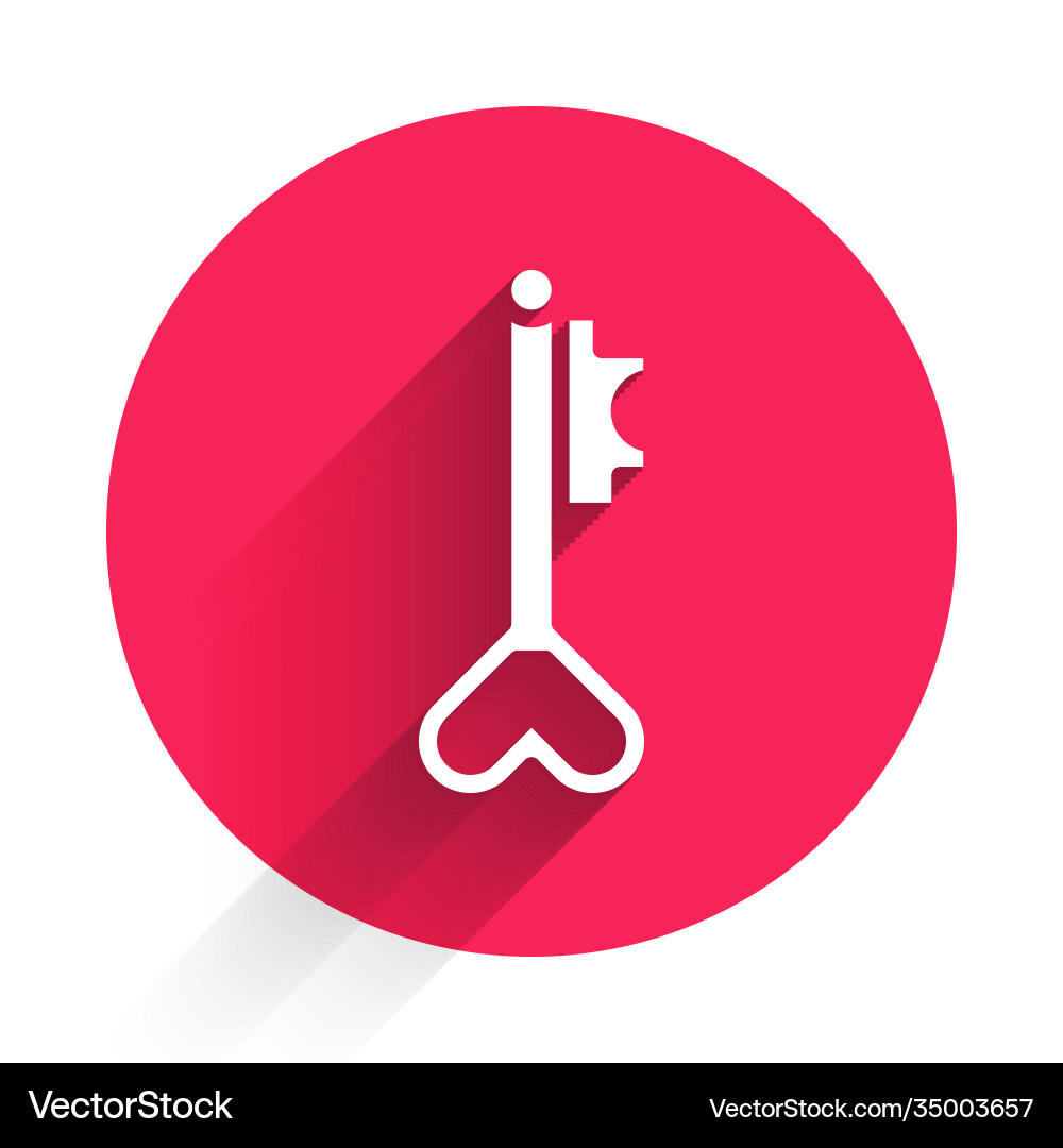 White key in heart shape icon isolated with long Vector Image