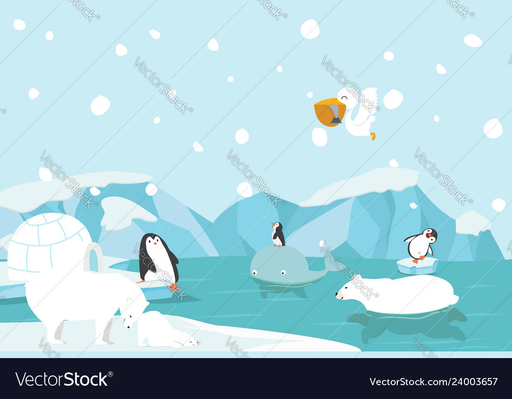 Winter north pole arctic landscape Royalty Free Vector Image