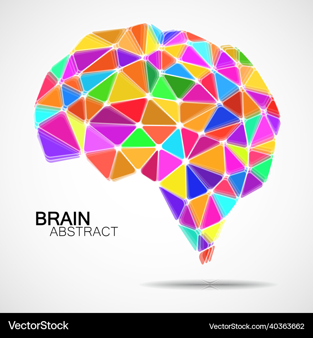 Abstract colorful human brain of polygons Vector Image