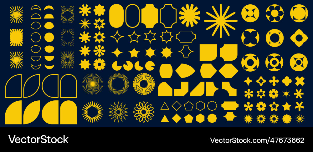 Brutalist abstract geometric shapes and grids Vector Image