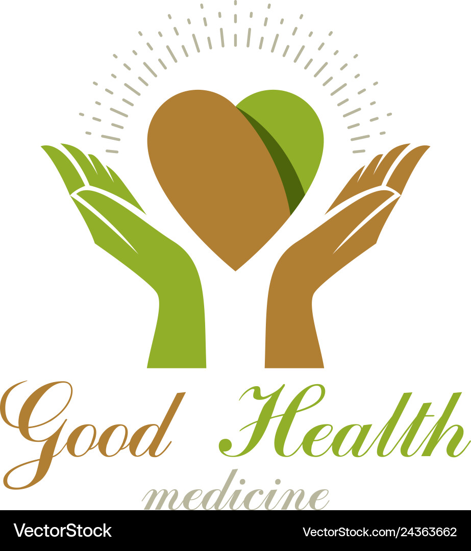 Heart shape composed with green leaves and caring Vector Image