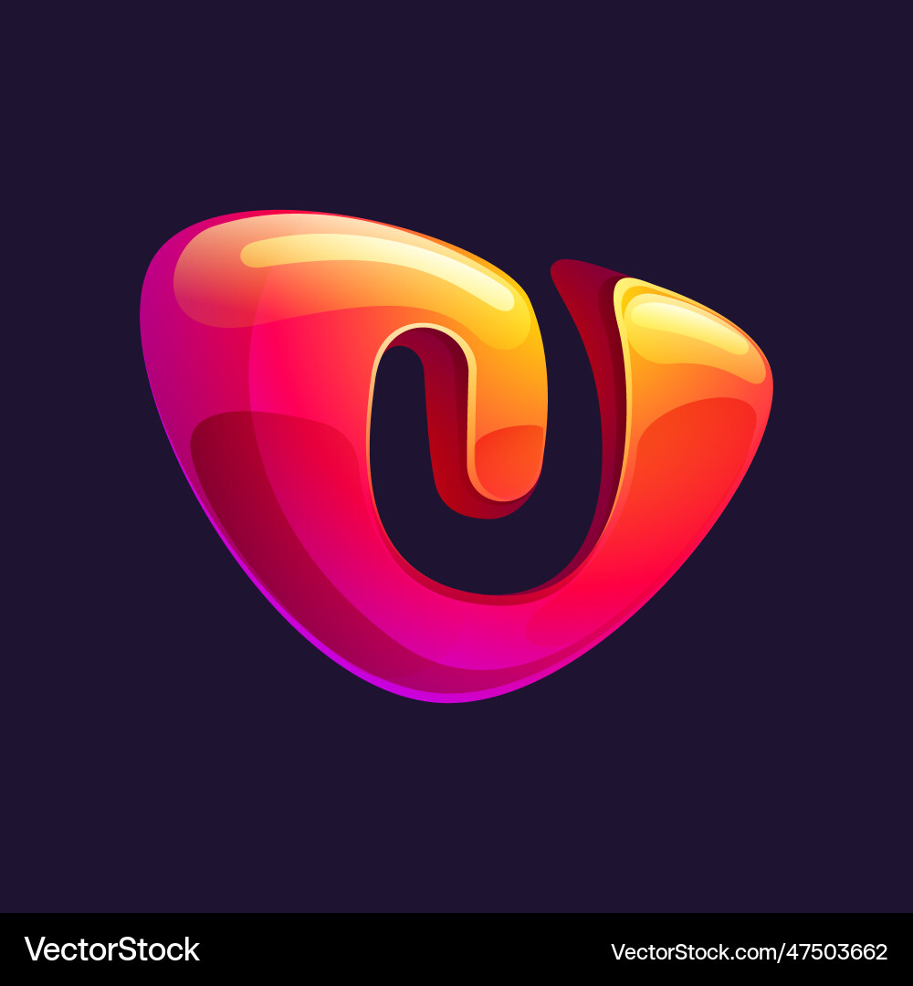 Initial letter u logo cut out of triangle sphere Vector Image