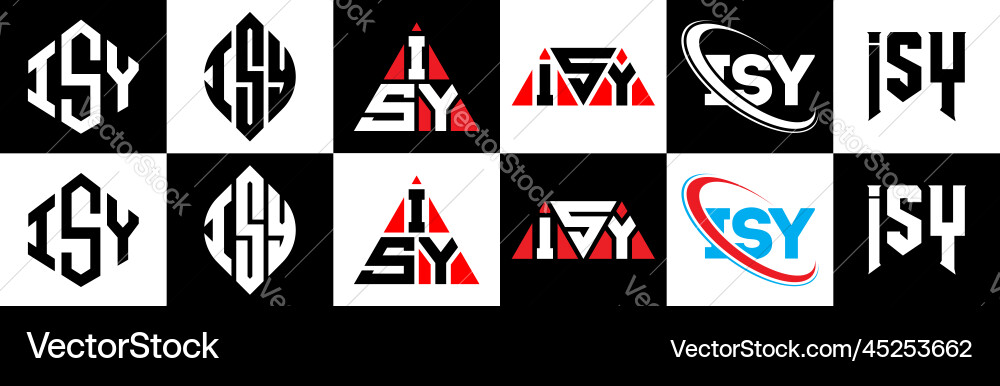 Isy letter logo design in six style polygon Vector Image