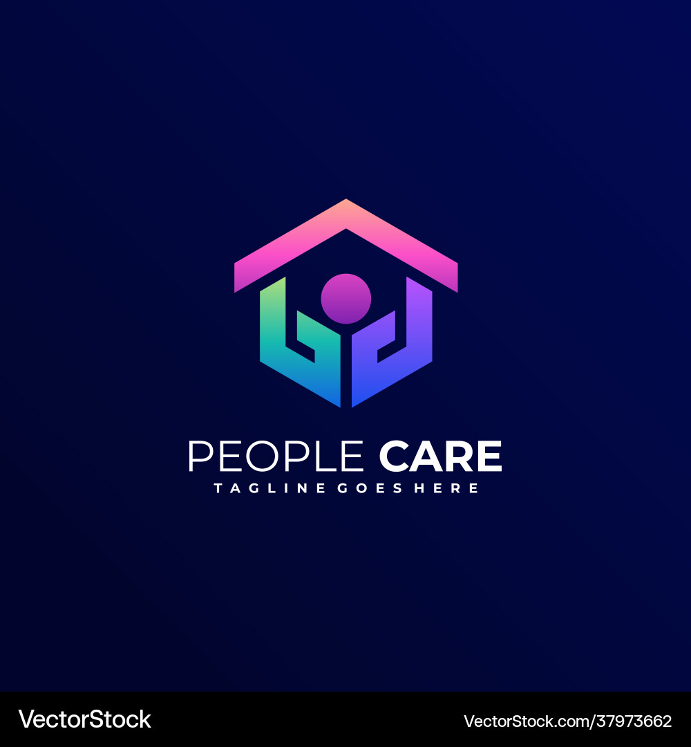 Logo people care gradient line art style Vector Image