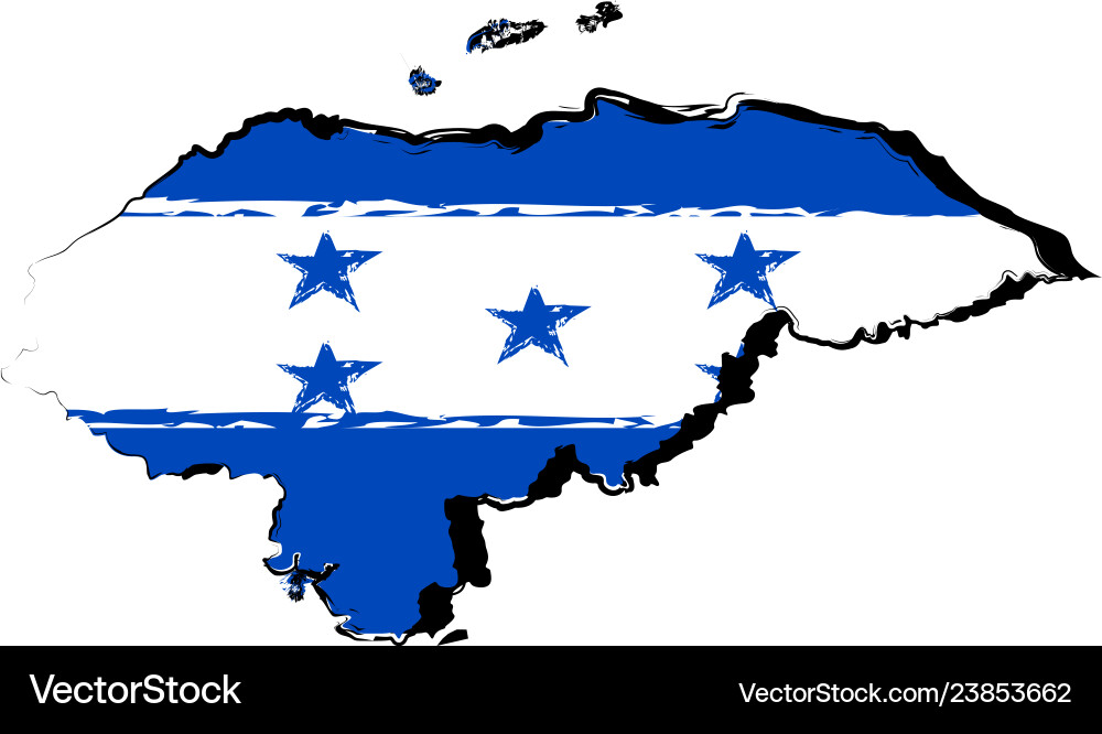 Map of honduras with flag Royalty Free Vector Image