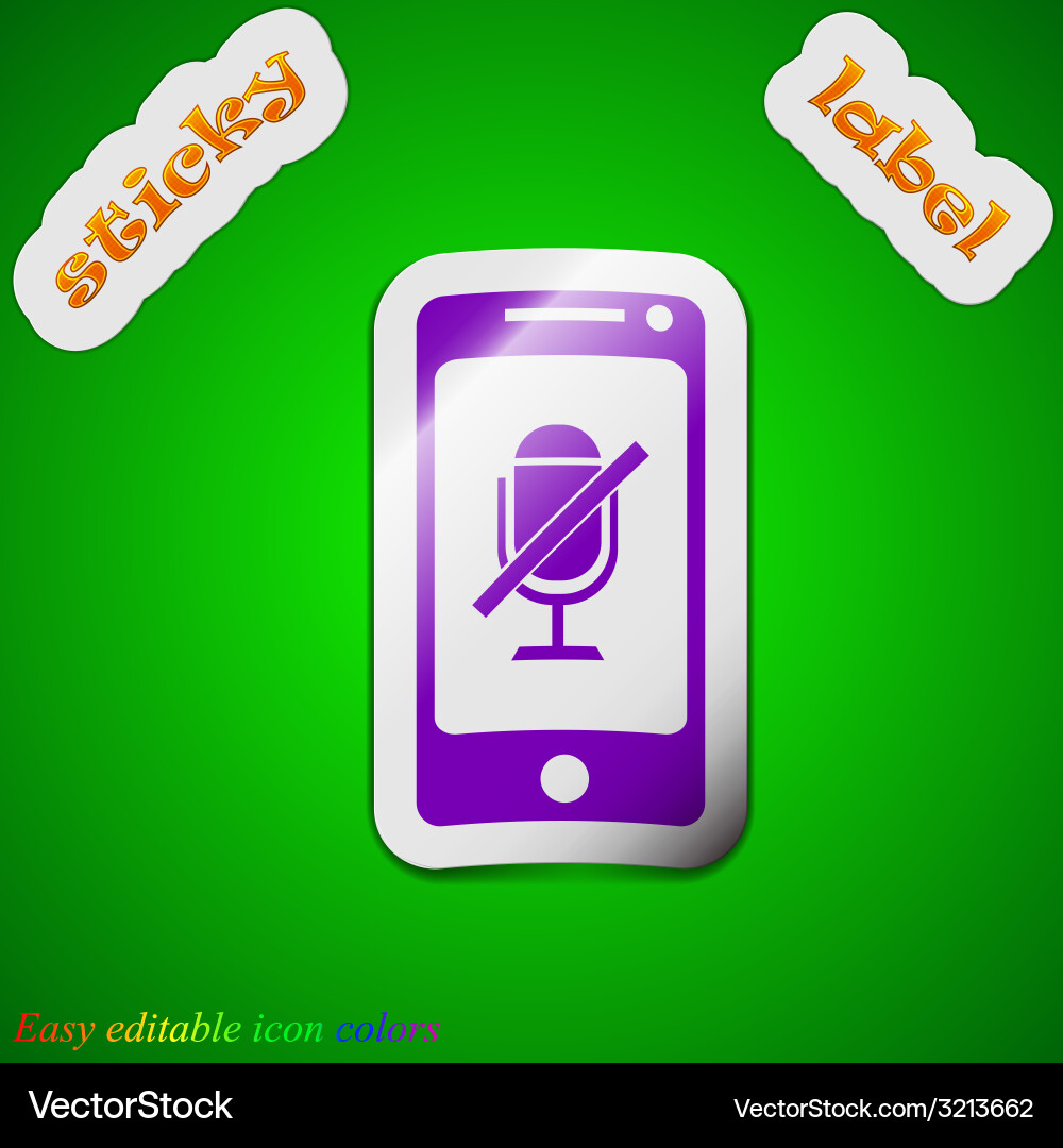 No microphone icon sign symbol chic colored sticky