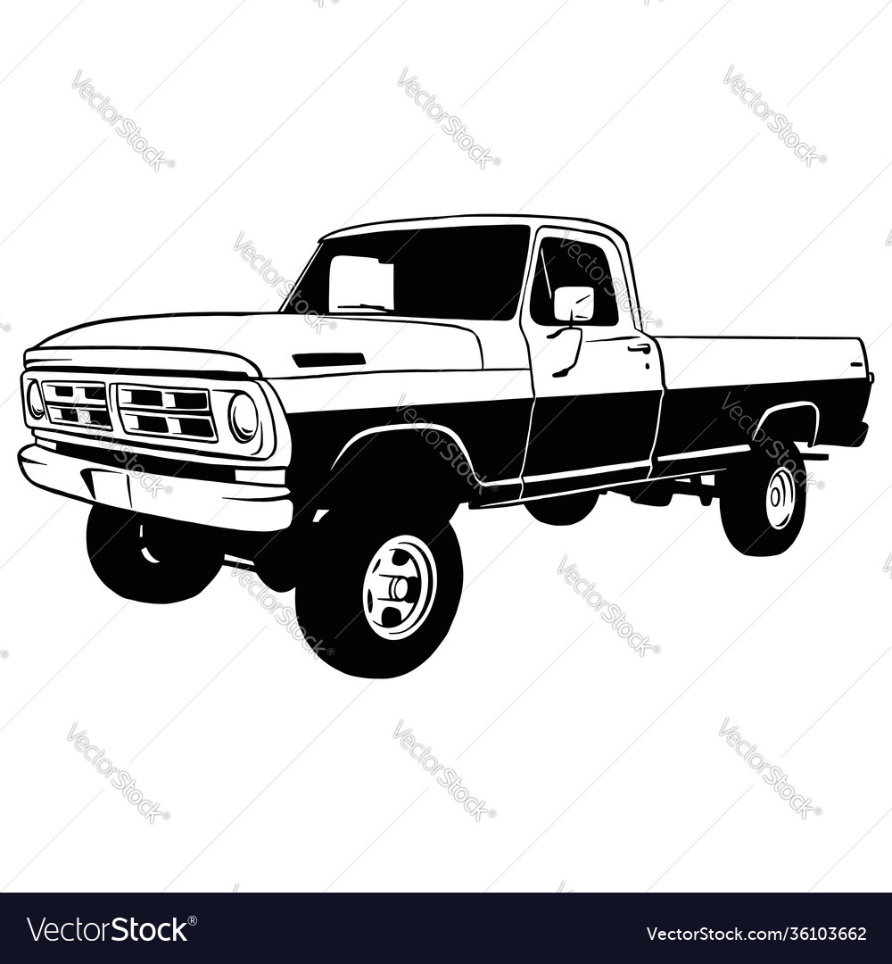 Pickup lifted 1972 muscle car classic Royalty Free Vector