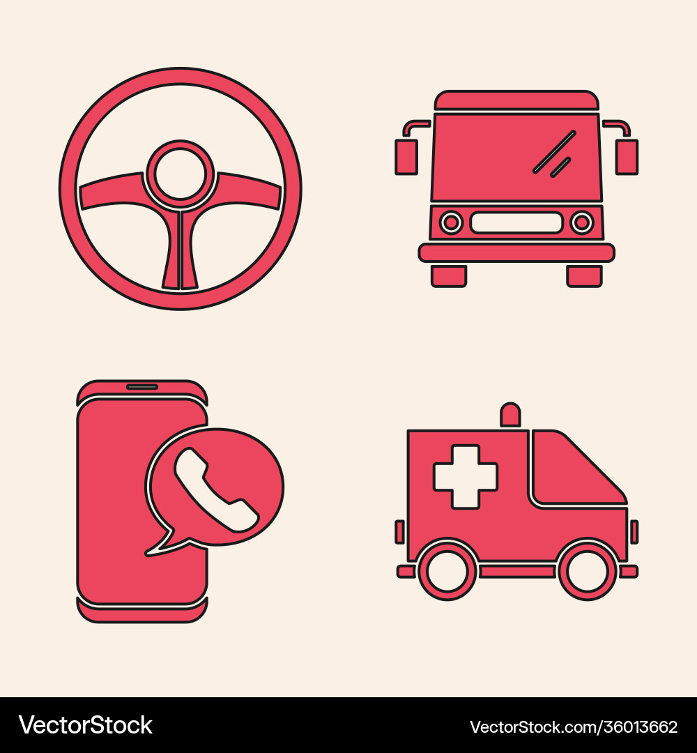 Set ambulance and emergency car steering wheel Vector Image