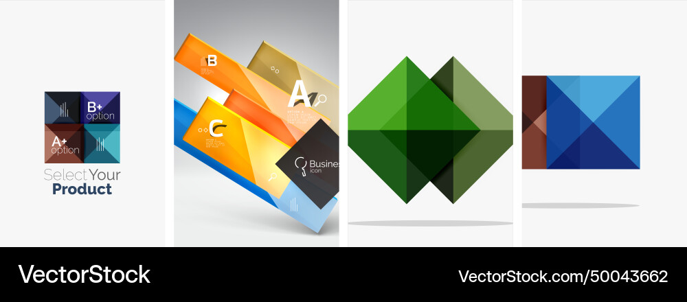 Set of square geometric poster backgrounds Vector Image