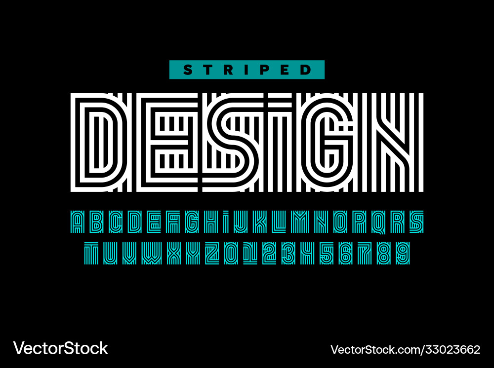 Striped design style font alphabet letters Vector Image