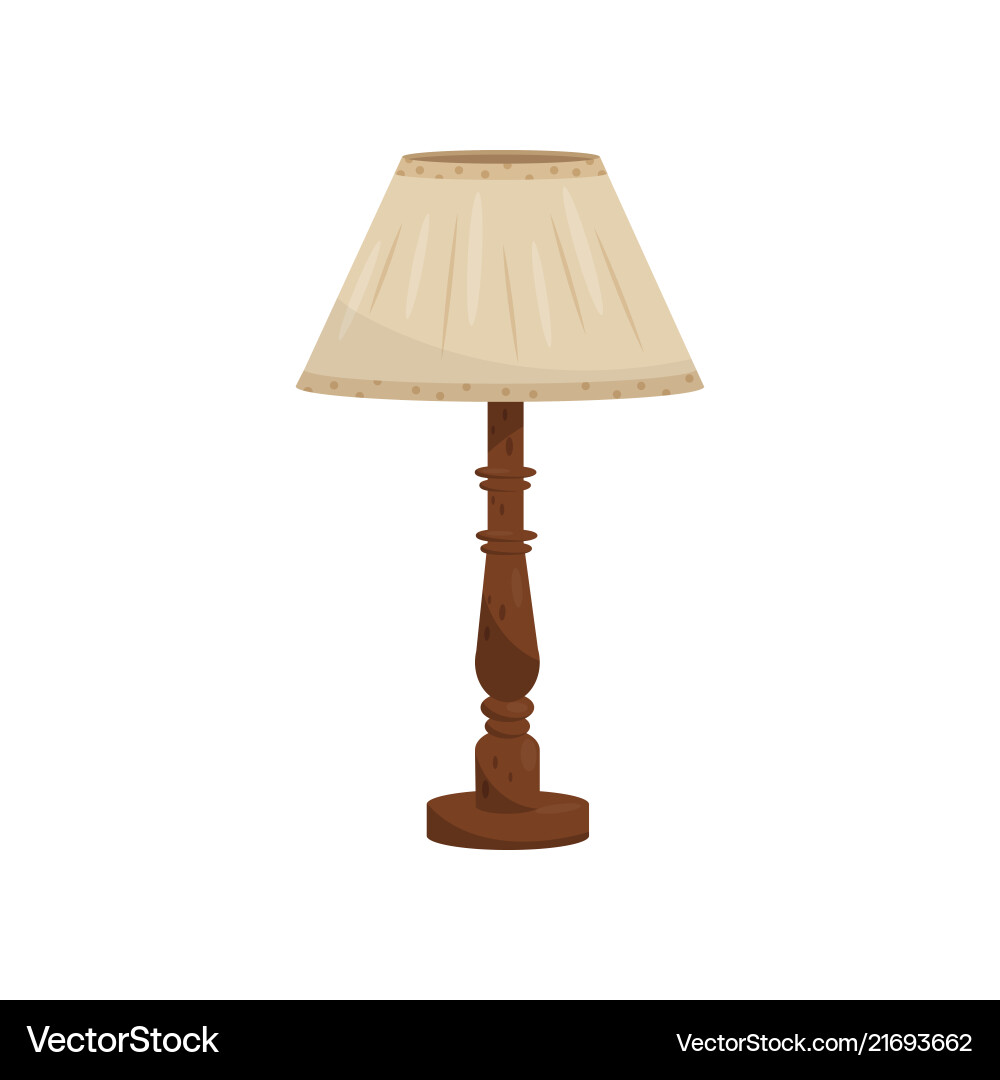 Table or bedside lamp with beige fabric shade and Vector Image