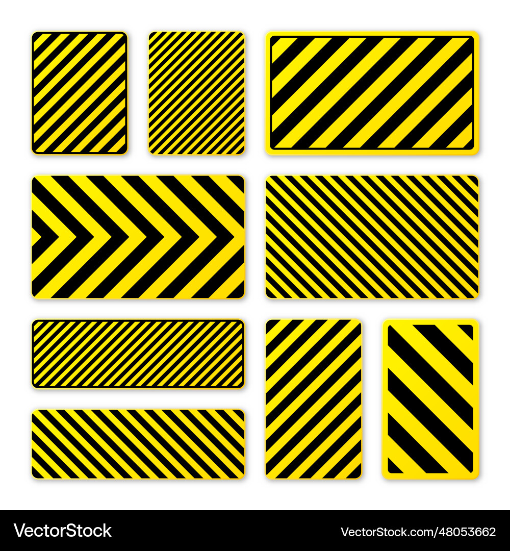 Various black and yellow warning signs with Vector Image