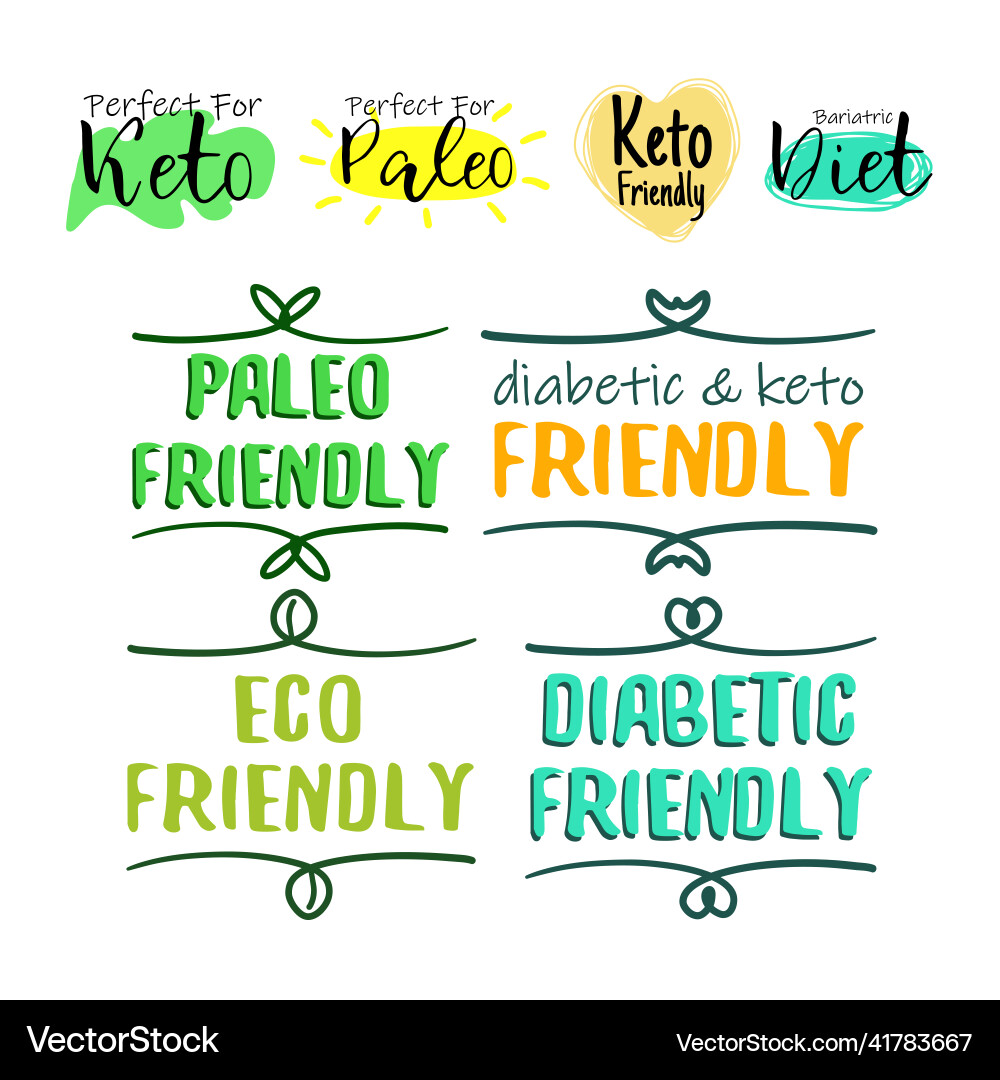 Diet nutrition product label set sticker design Vector Image