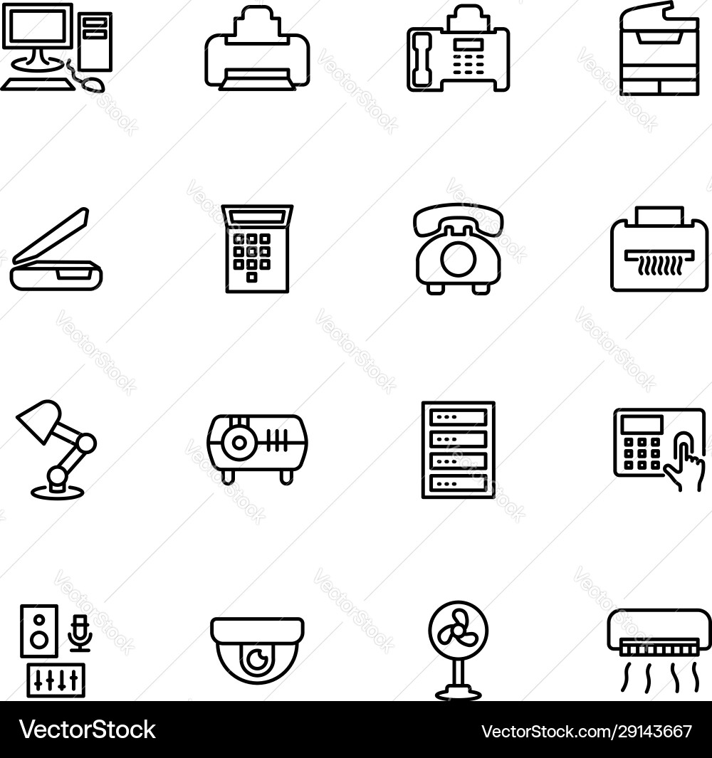 Line icon set related to office electronic office Vector Image