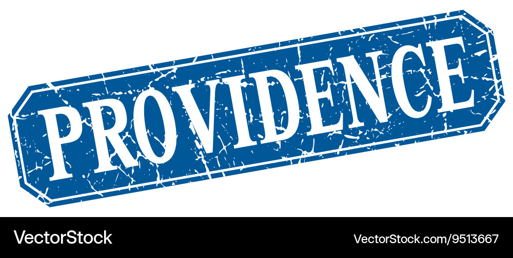 Providence blue square grunge retro style sign Vector Image