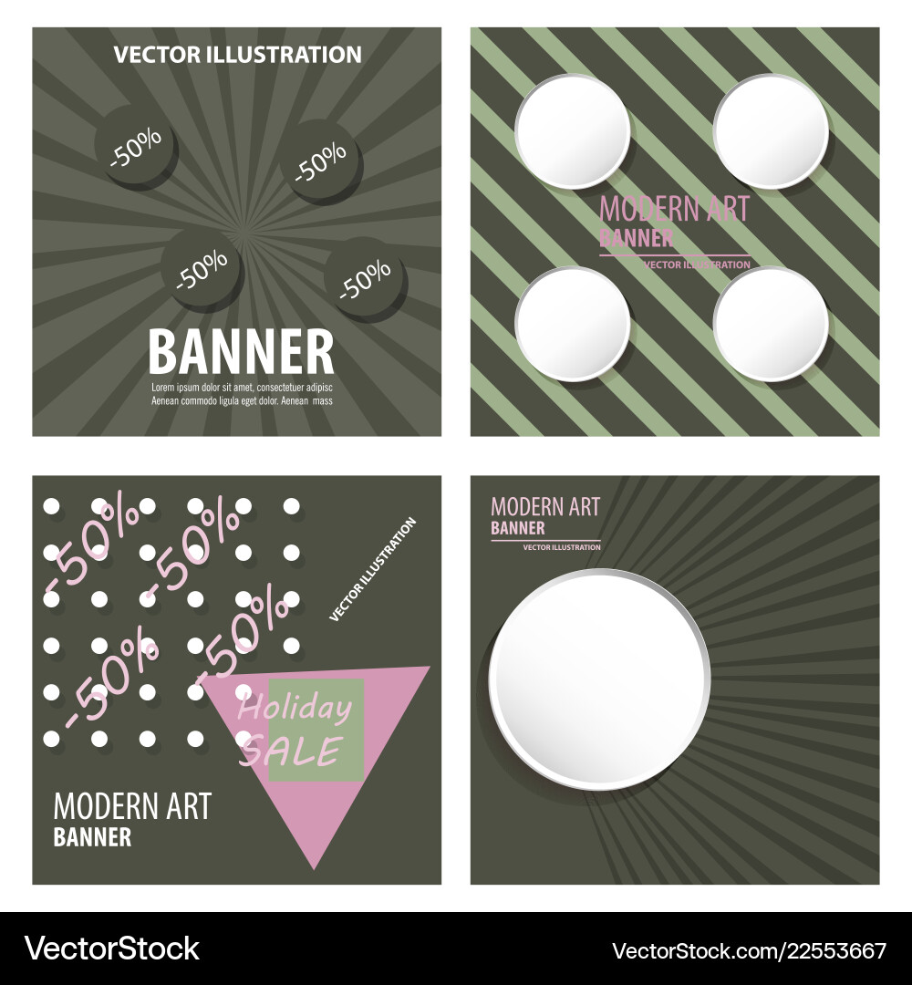 Set of modern art abstract banner square frame Vector Image