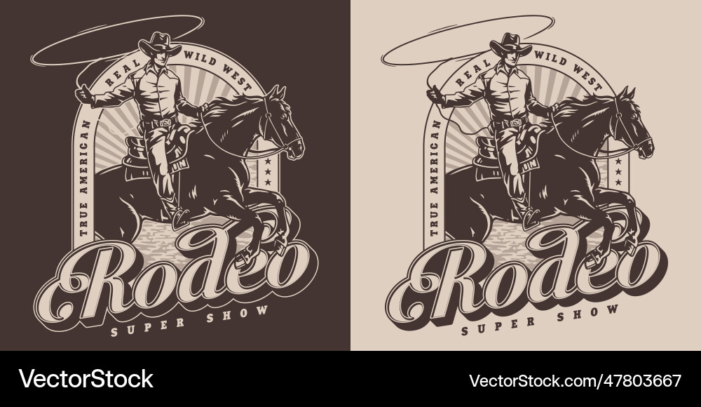 Super rodeo monochrome vintage sticker Royalty Free Vector