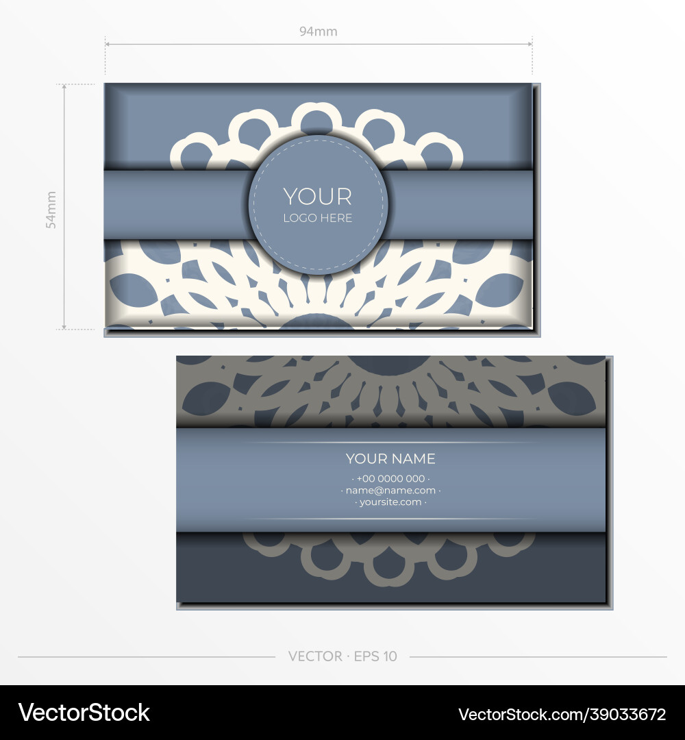 Blue color business card design template Vector Image