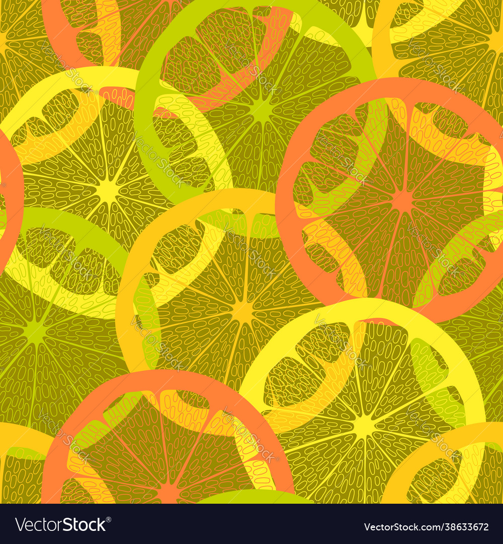 Citrus fruits slices seamless pattern Royalty Free Vector