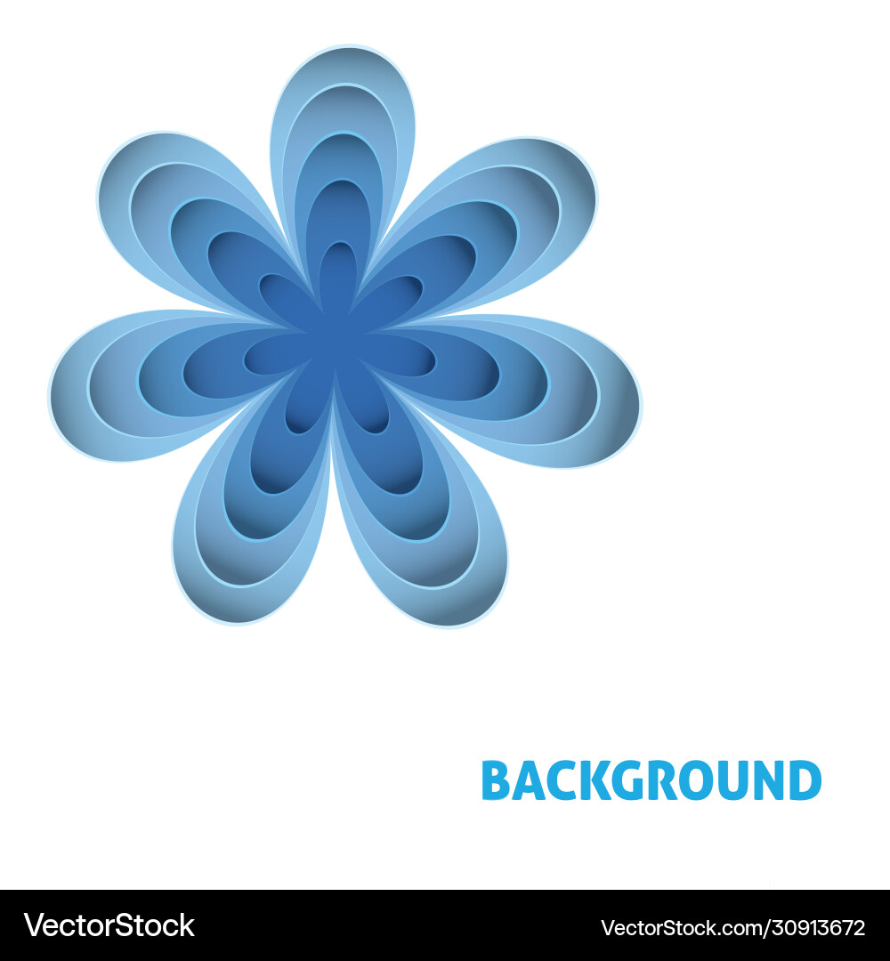 Flower paper cut blue cutout paper Royalty Free Vector Image