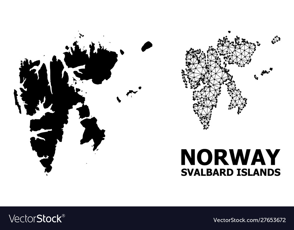 Solid and network map svalbard islands Royalty Free Vector