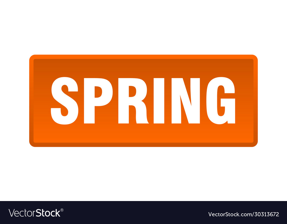 Spring button square orange push Royalty Free Vector Image