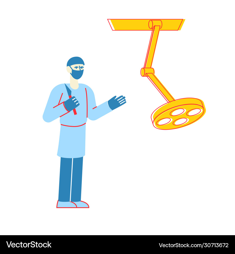 Surgeon character with scalpel prepare to make Vector Image