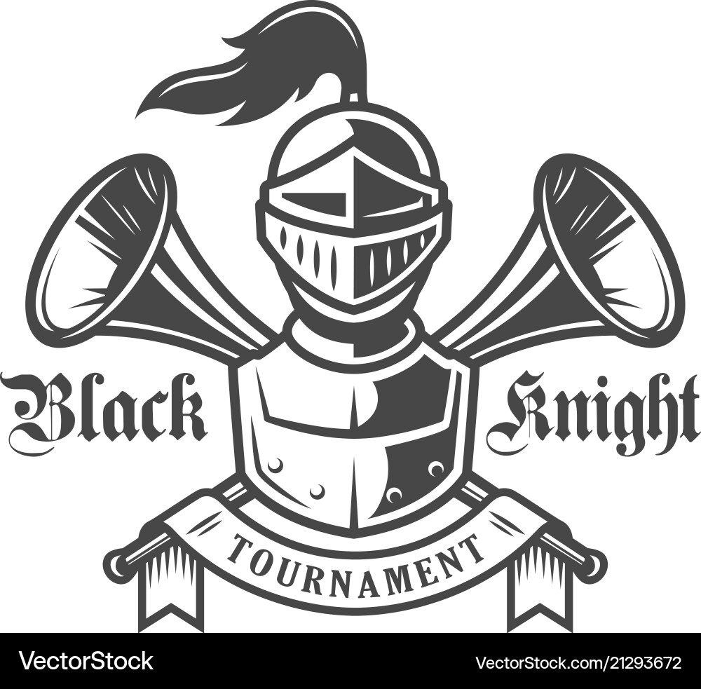 Vintage medieval knight monochrome label Vector Image