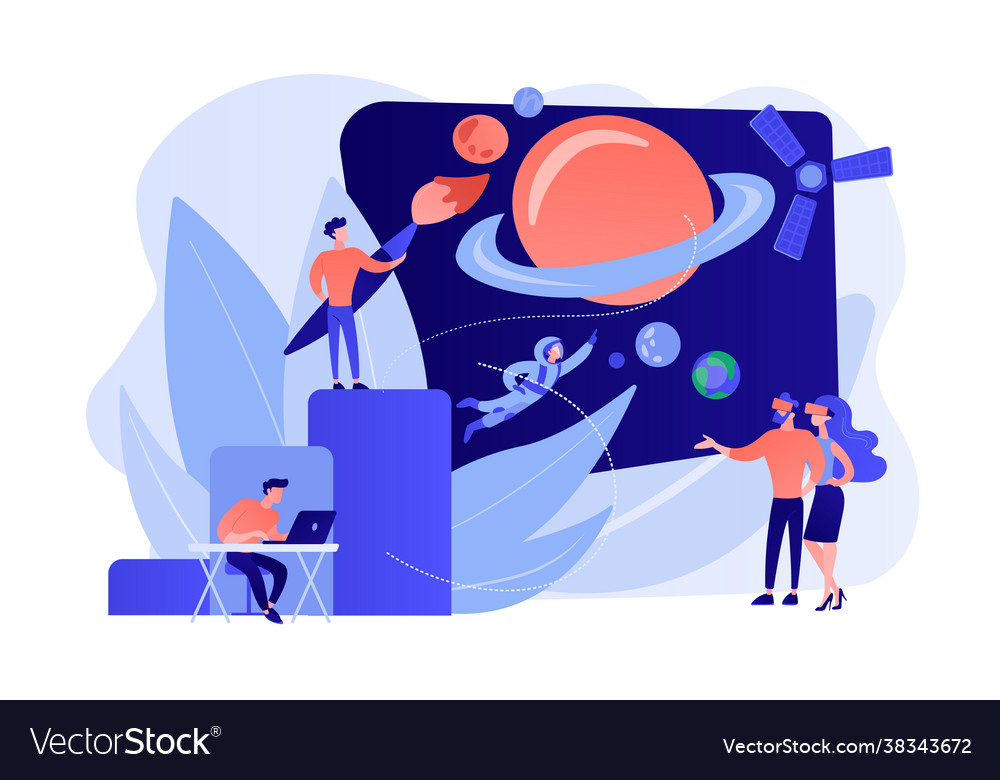 Virtual world development concept Royalty Free Vector Image