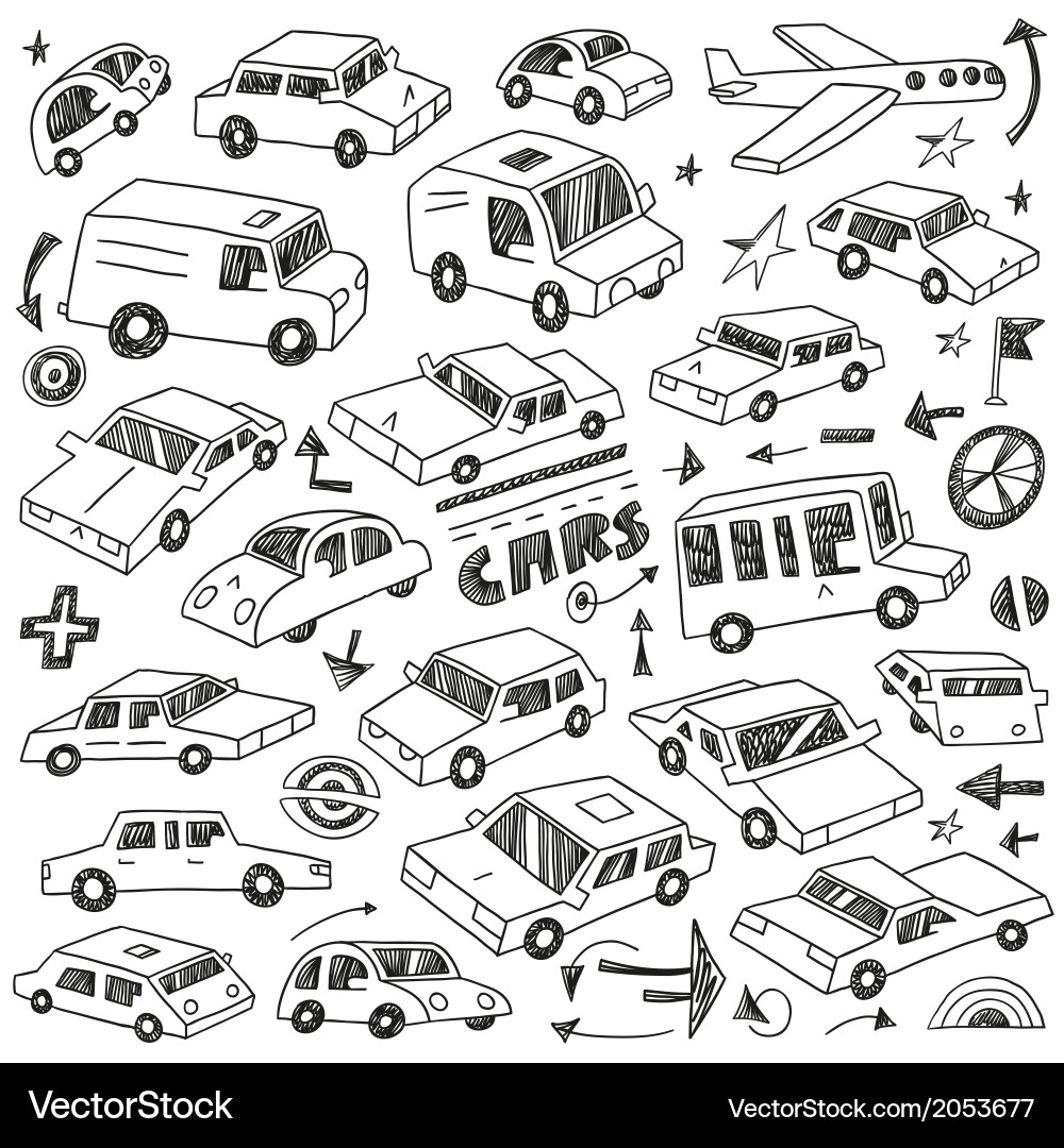 Cars doodles set Royalty Free Vector Image - VectorStock