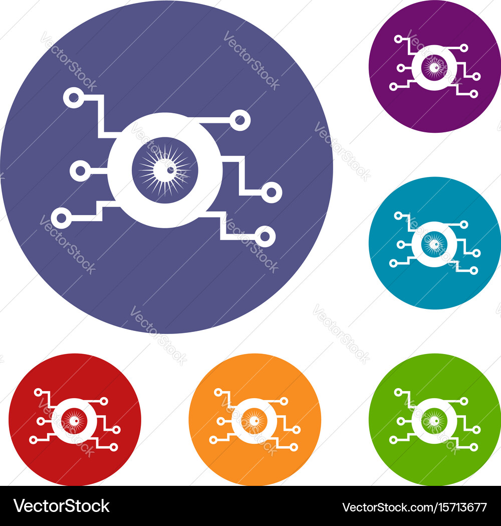 Cyber eye symbol icons set Royalty Free Vector Image