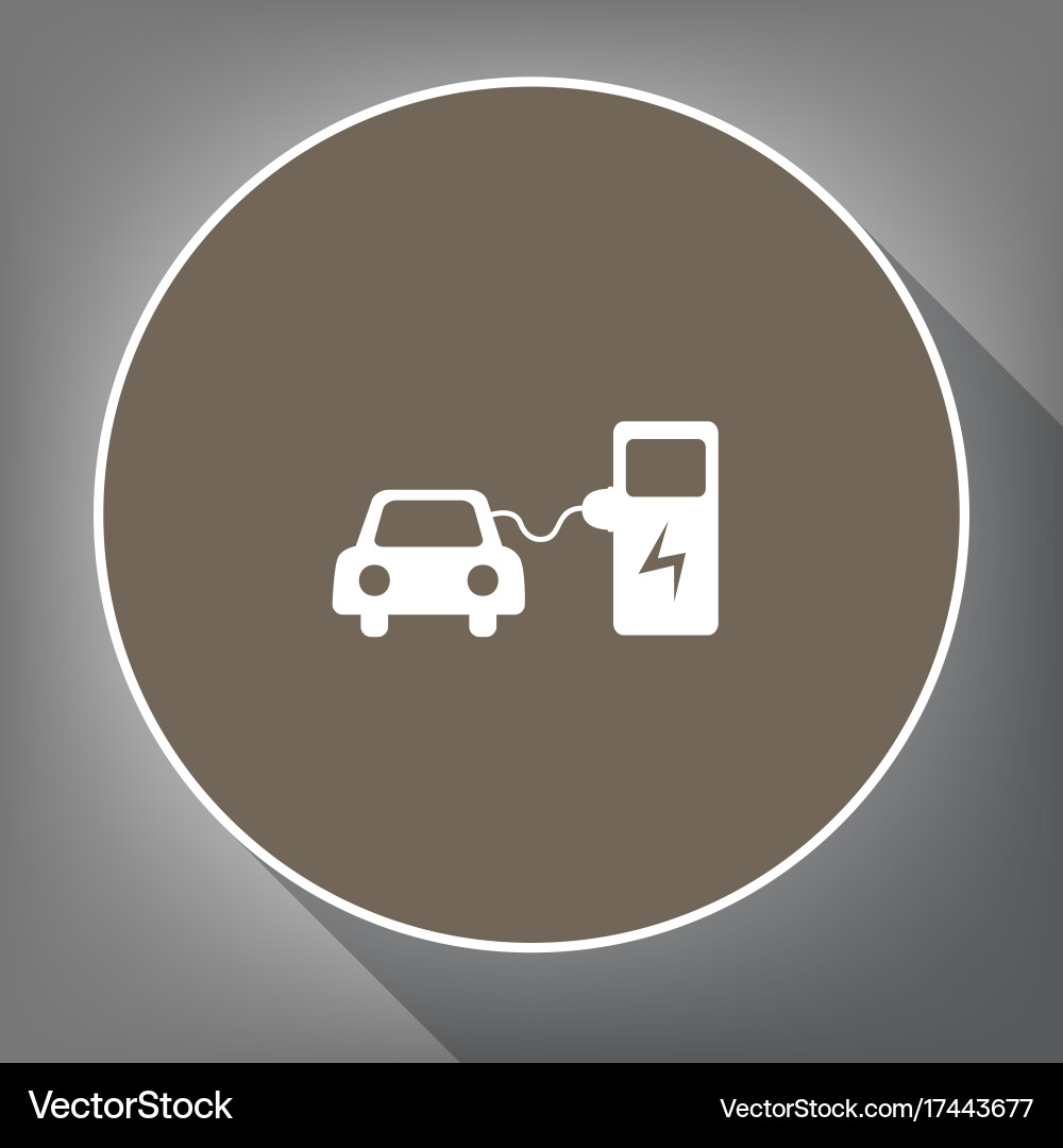 Electric car battery charging sign white Vector Image
