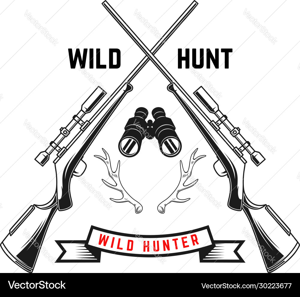 Emblem template hunting club with deer Royalty Free Vector