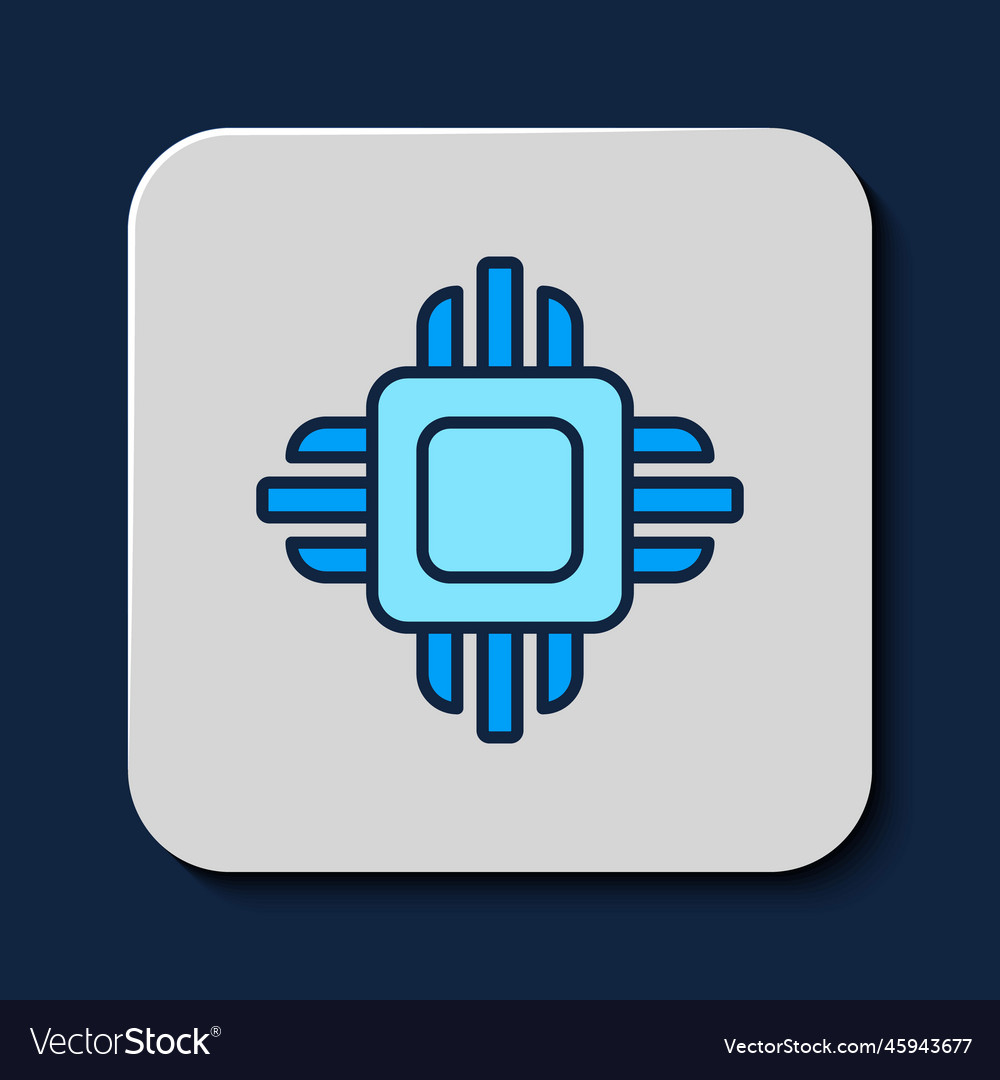 Filled outline computer processor Royalty Free Vector Image