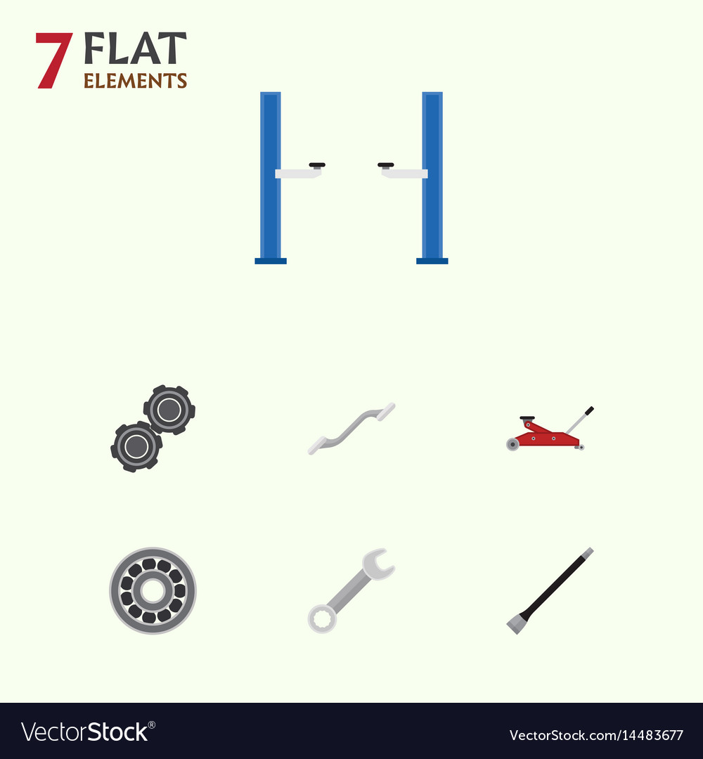 Flat workshop set pipeline auto jack spanner Vector Image