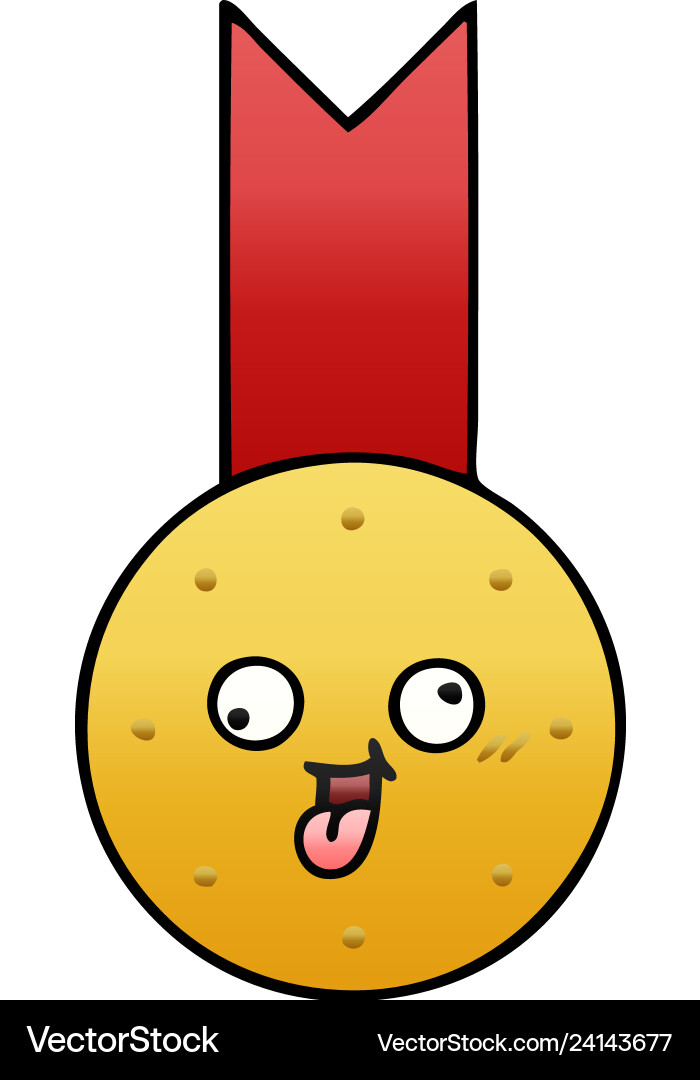Gradient shaded cartoon gold medal Royalty Free Vector Image