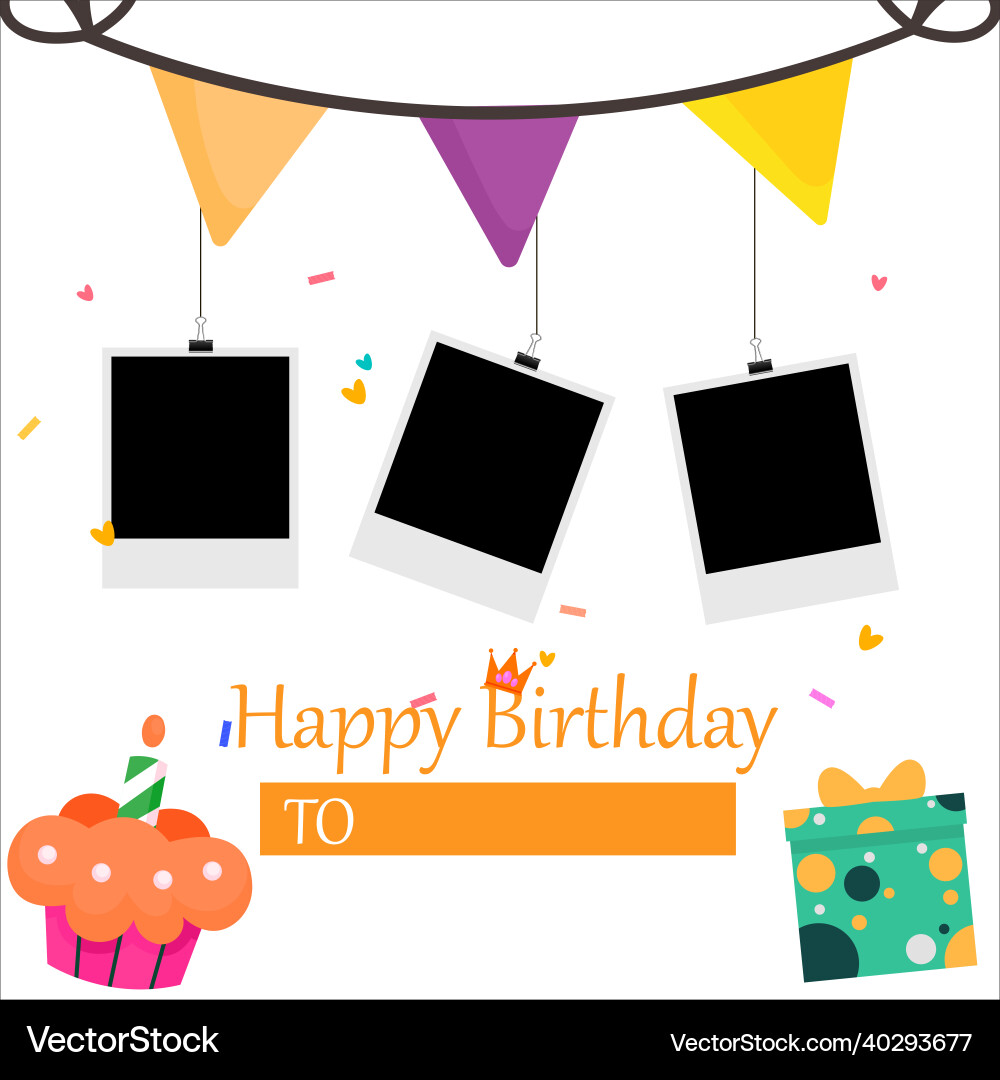 Happy birthday photo frame wish Royalty Free Vector Image