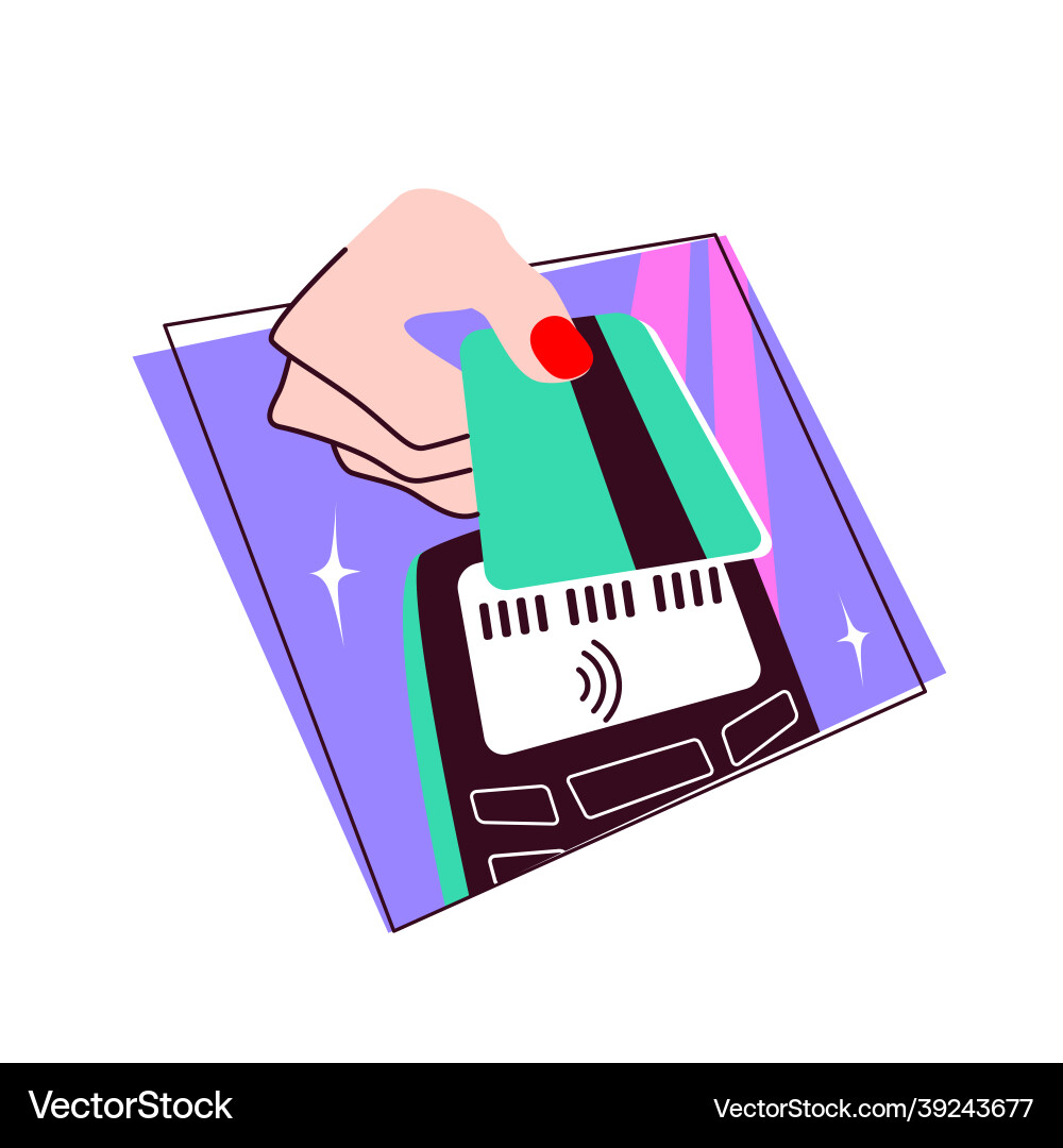 Payment by card two hands with a bank terminal Vector Image