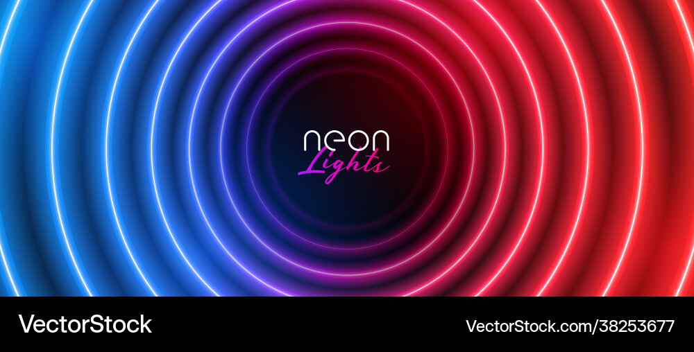 Retro neon circular blue and red light banner Vector Image