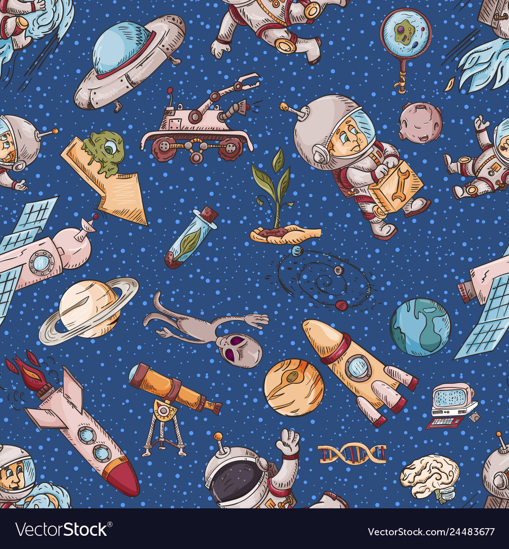 Space seamless colored pattern decoration Vector Image