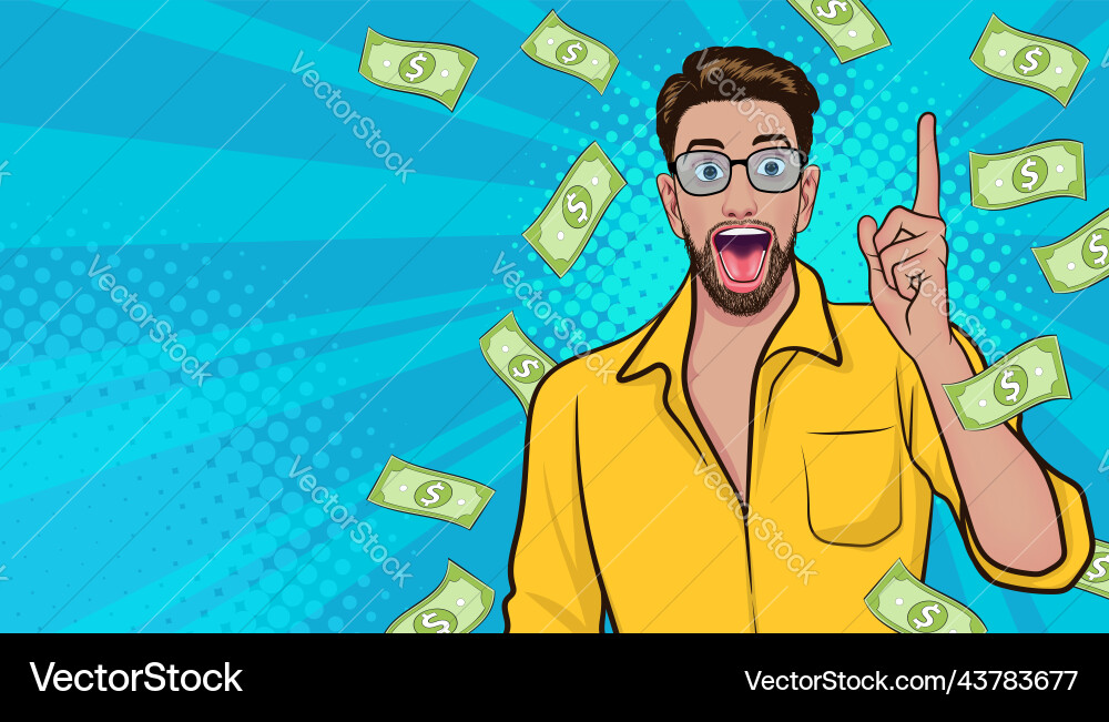 Surprise business man successful and shocking Vector Image