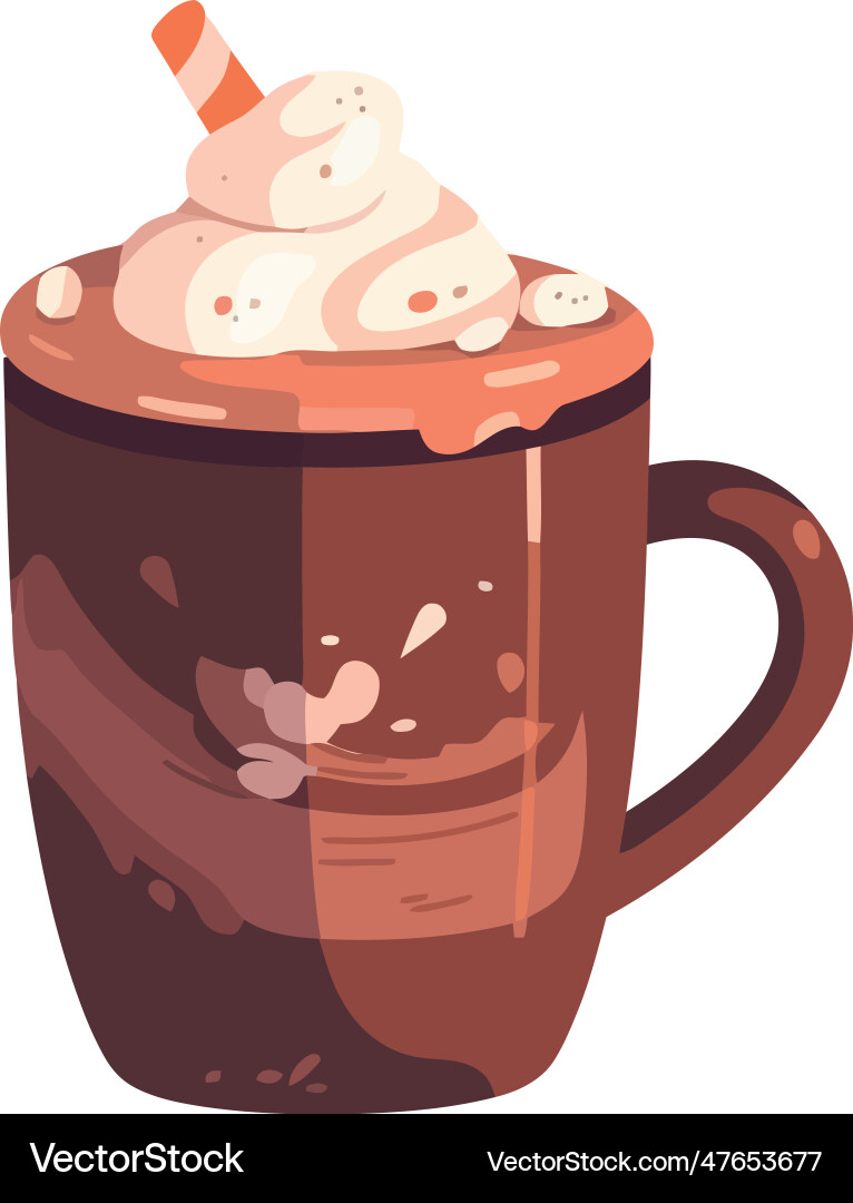 Whipped cream and chocolate frothy cappuccino Vector Image