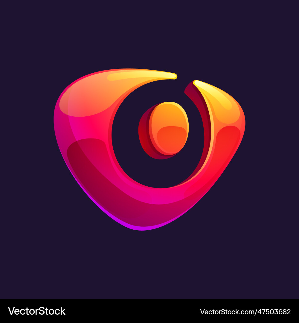 0 logo number zero cut out of triangle sphere Vector Image